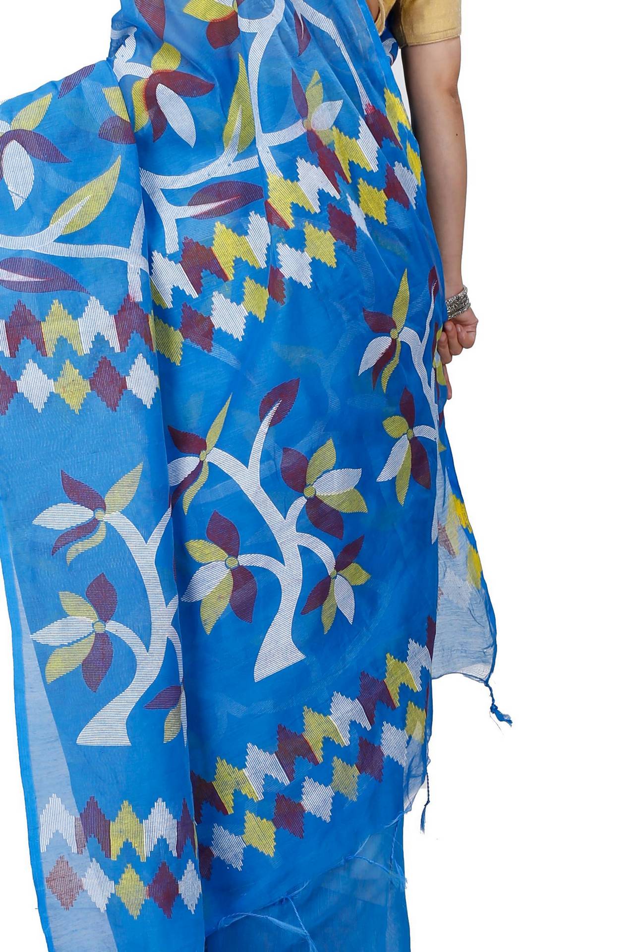 Blue Cotton Naren Hand Loom Saree (1319 )